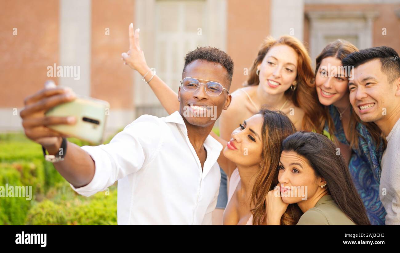 Group friends selfie in hi-res stock photography and images - Alamy