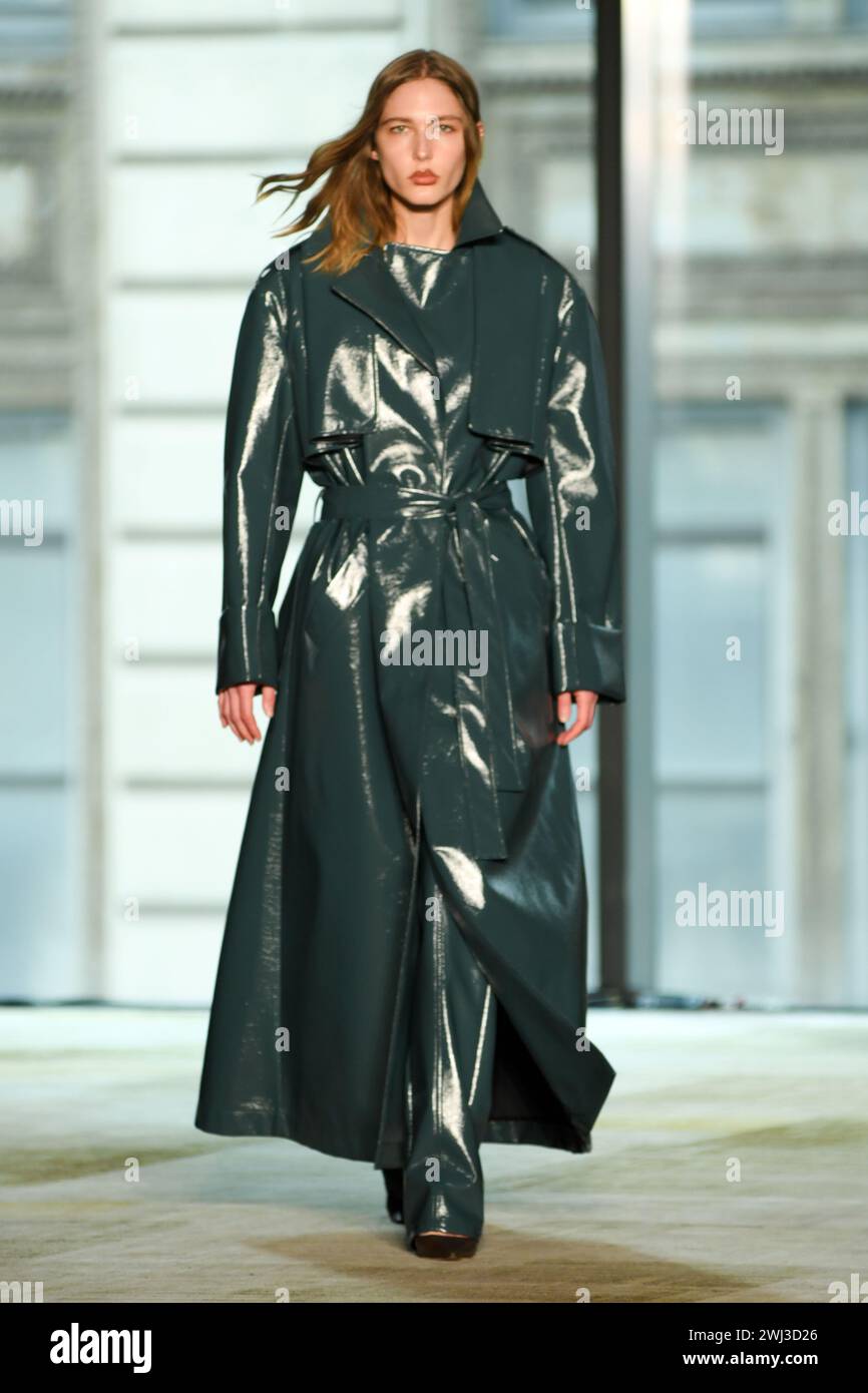 New York, USA. 12th Feb, 2024. Models walk the runway at the Aknvas ...