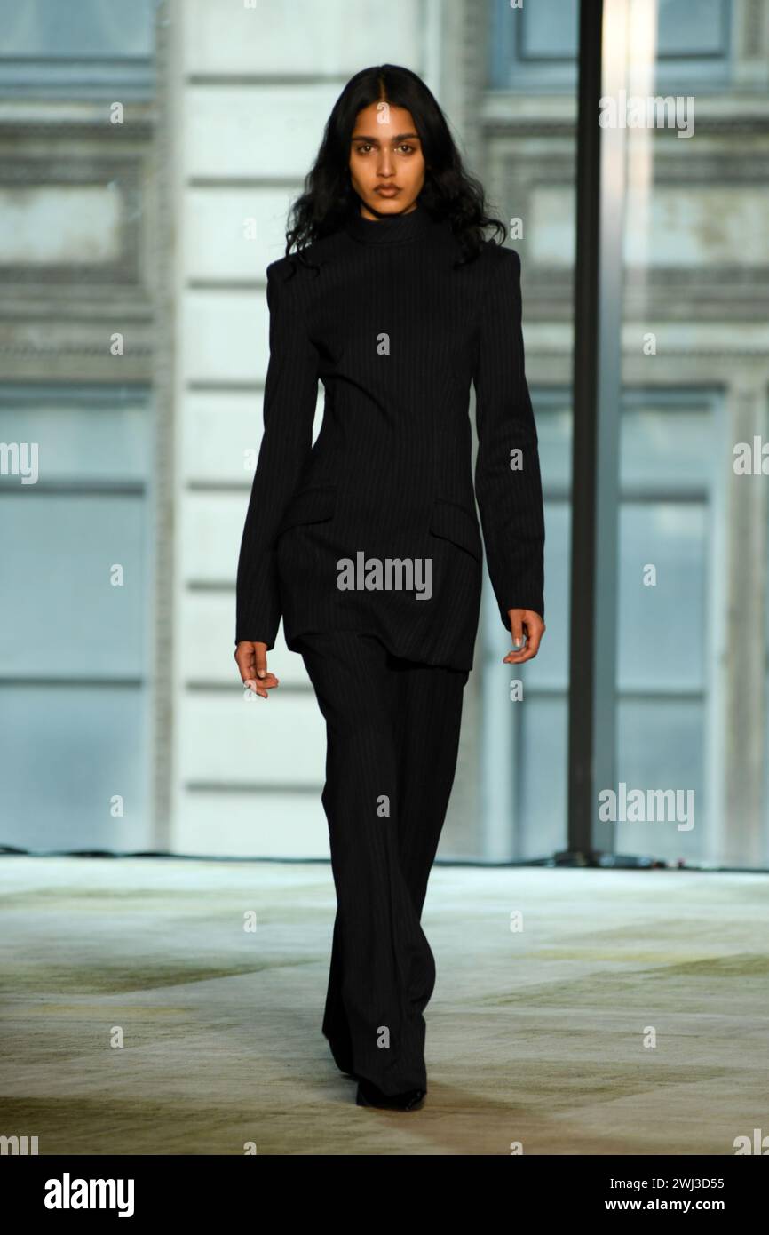 New York, USA. 12th Feb, 2024. Models walk the runway at the Aknvas ...