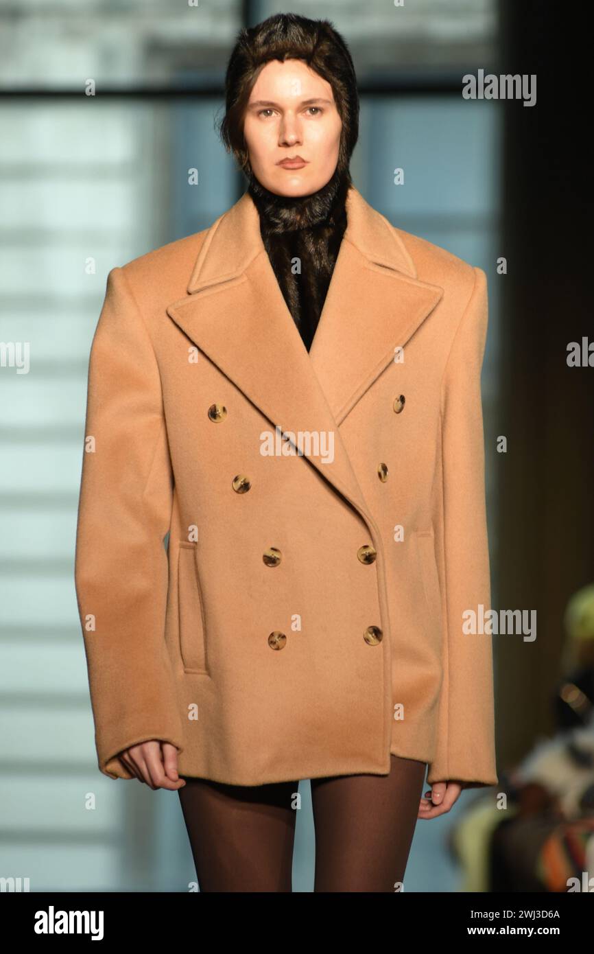 New York, USA. 12th Feb, 2024. Models walk the runway at the Aknvas ...