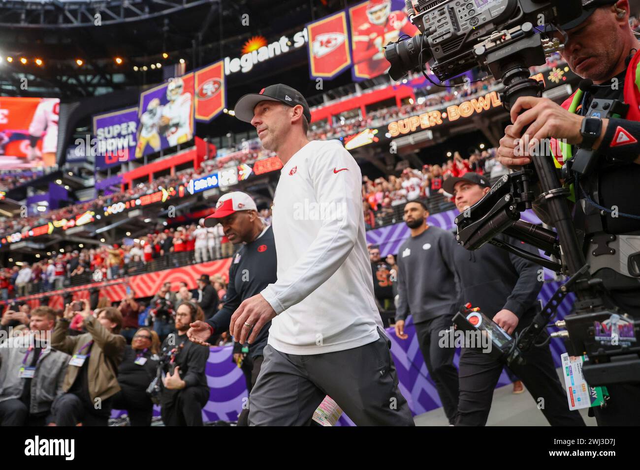 San Francisco 49ers head coach Kyle Shanahan walks onto the field ...
