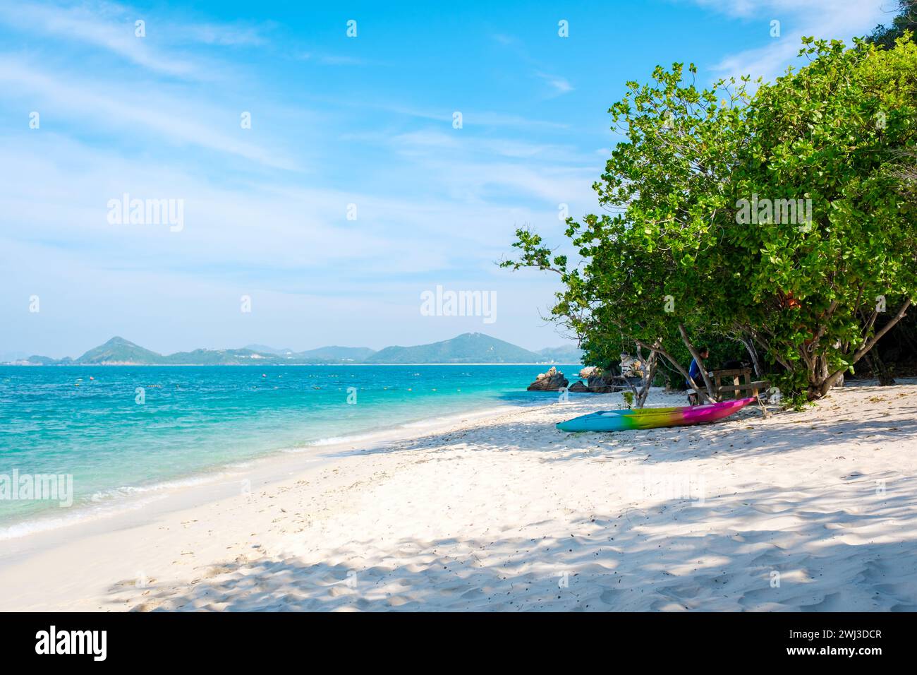 A colorful kayak on the beach of Ko Kham Island Sattahip Chonburi ...