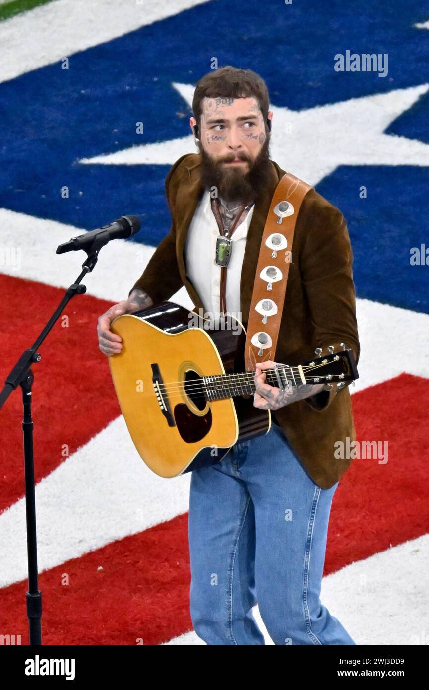 Post Malone performs "America the Beautiful" before the NFL Super Bowl ...