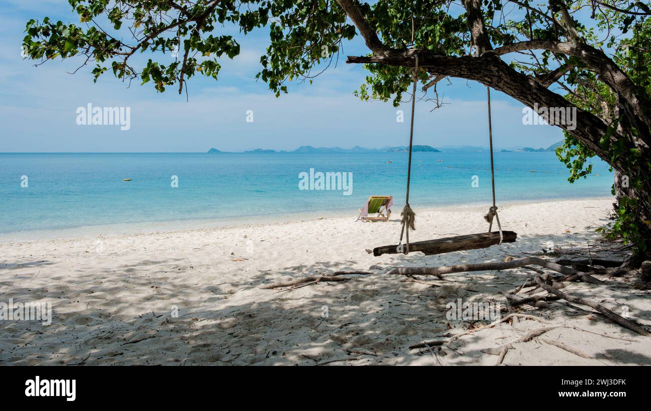 A swing under a tree at the beach of Ko Kham Island Sattahip Chonburi ...