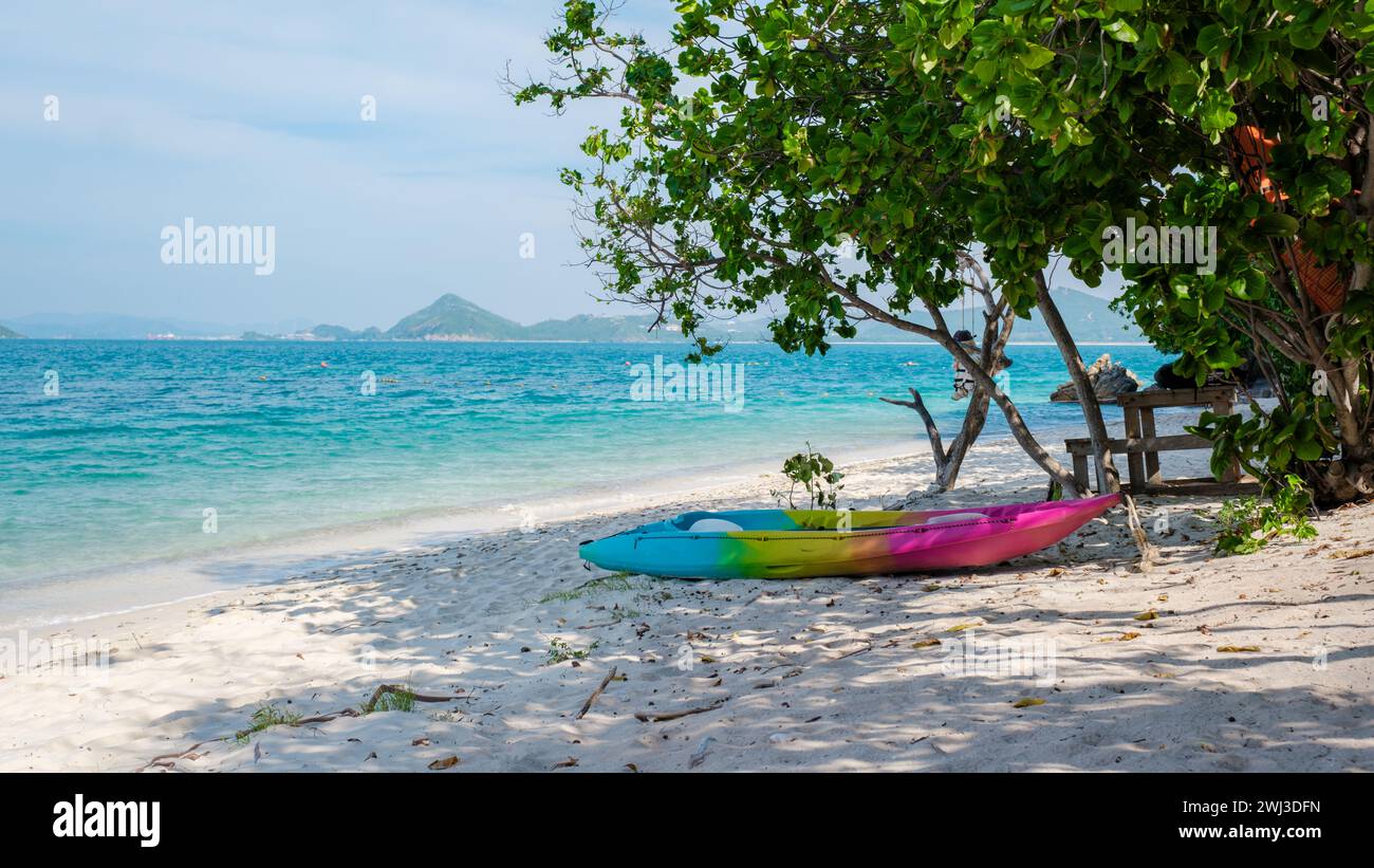 A colorful kayak on the beach of Ko Kham Island Sattahip Chonburi ...