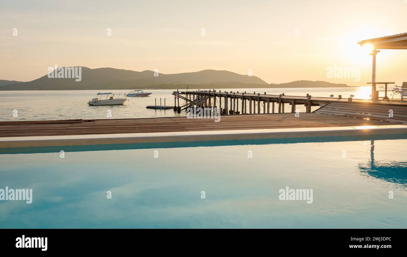 Natural swimming pool sunset hi-res stock photography and images - Alamy
