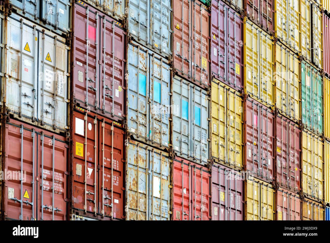 Standard shipping containers in a container terminal Stock Photo - Alamy