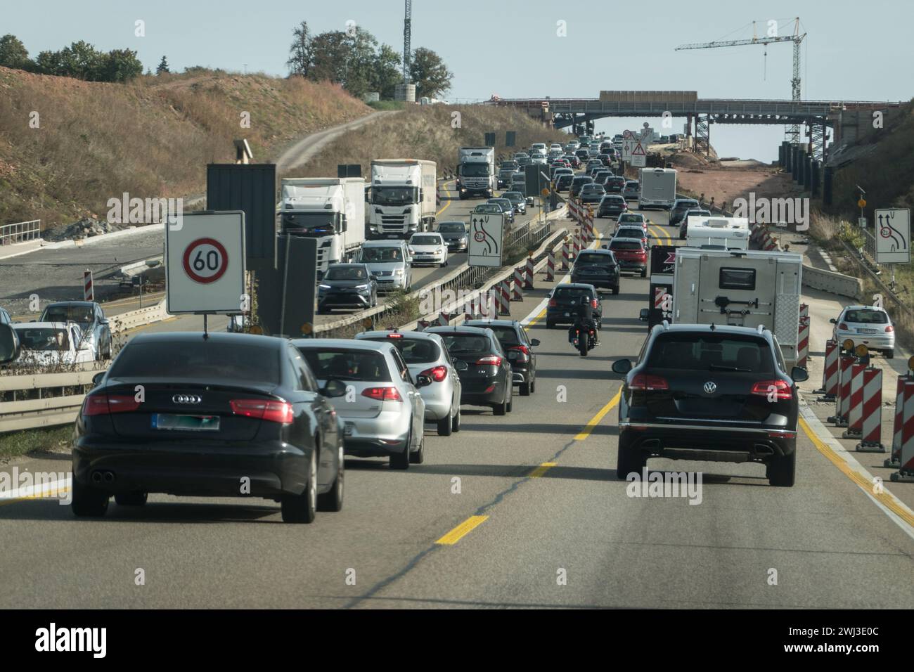 Major roadworks on the A8 freeway near Pforzheim - Enztal crossing ...