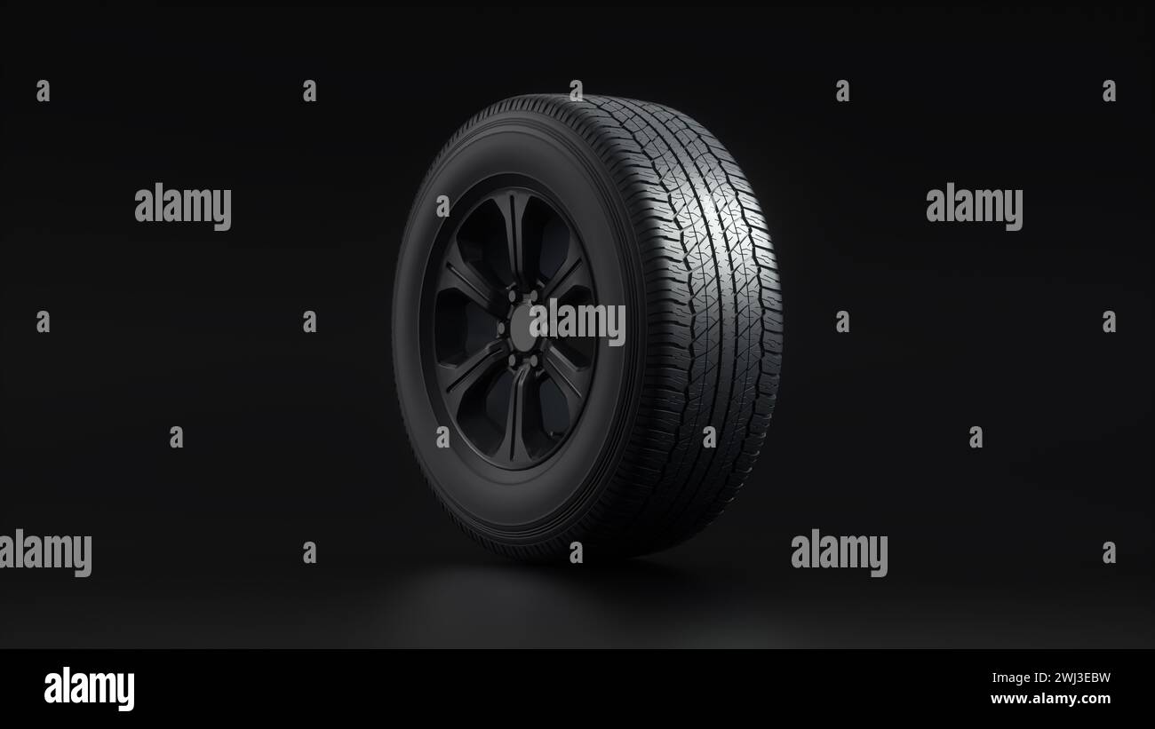 Tire with Rim on Black Studio. Tires service. Replacement tires for the ...