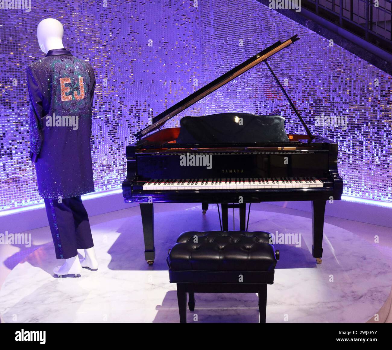 New York, New York, USA. 12th Feb, 2024. (L) Purple Rhinestone suit ...