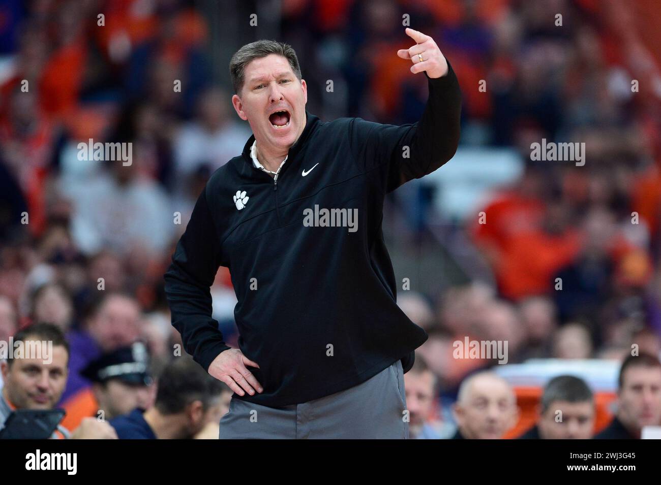 Clemson head coach Brad Brownell gestures during the first half of an ...