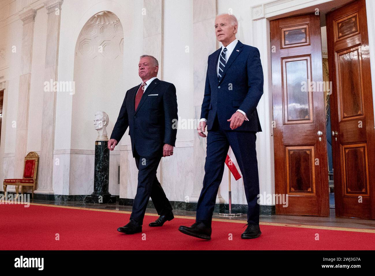 President Joe Biden, right, arrives with Jordan's King Abdullah II to ...