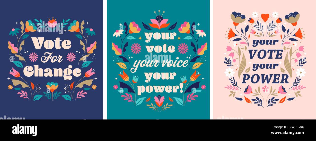 Modern Floral Election campaign concept design. Vote, election social ...