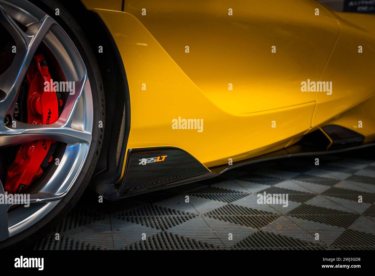 Yellow McLaren 765LT A CloseUp of the Rear Wheel, Side Skirt Details ...