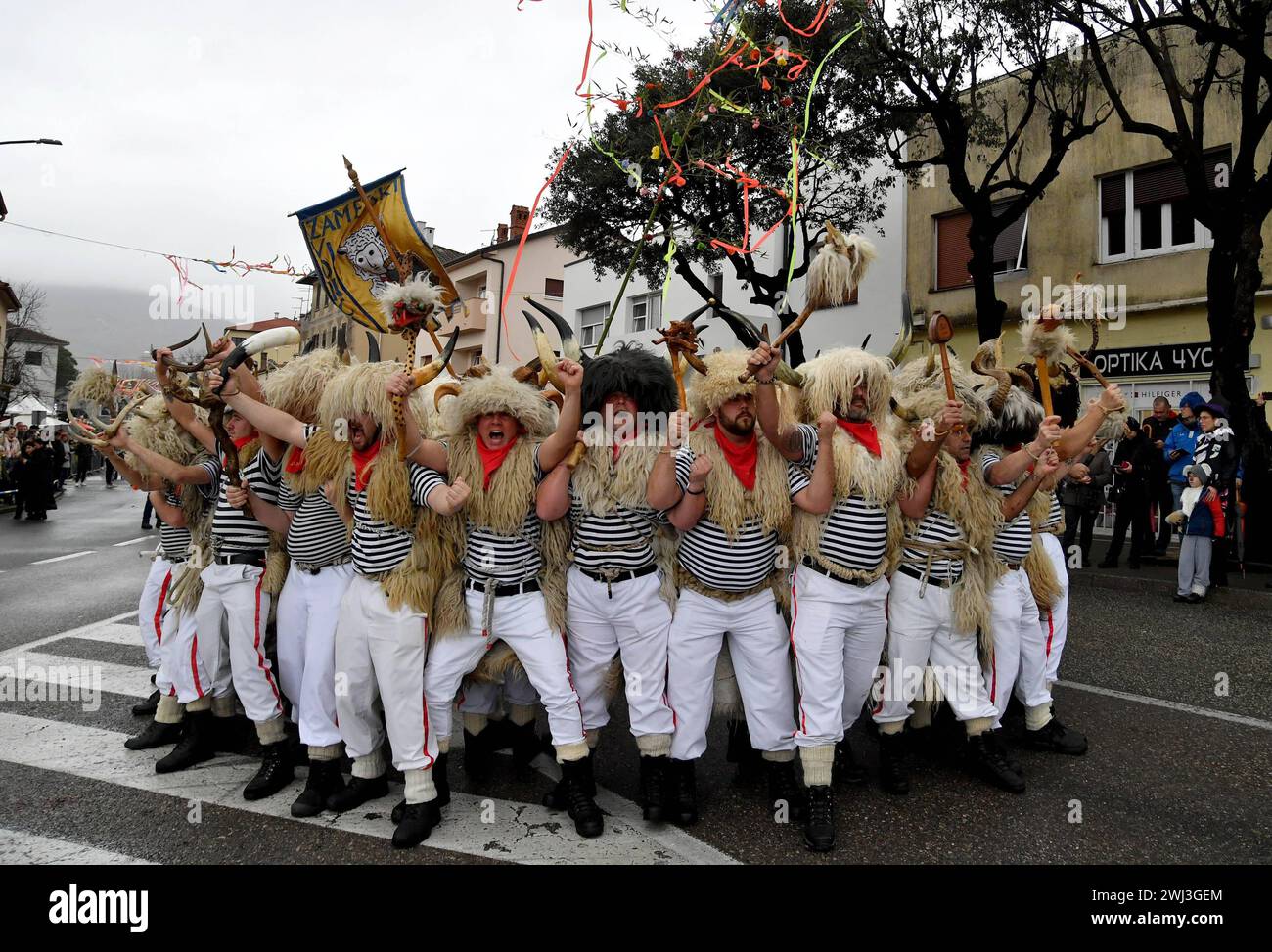 Matulji, Croatia, 100224. Carnival event with the parade of traditional ...