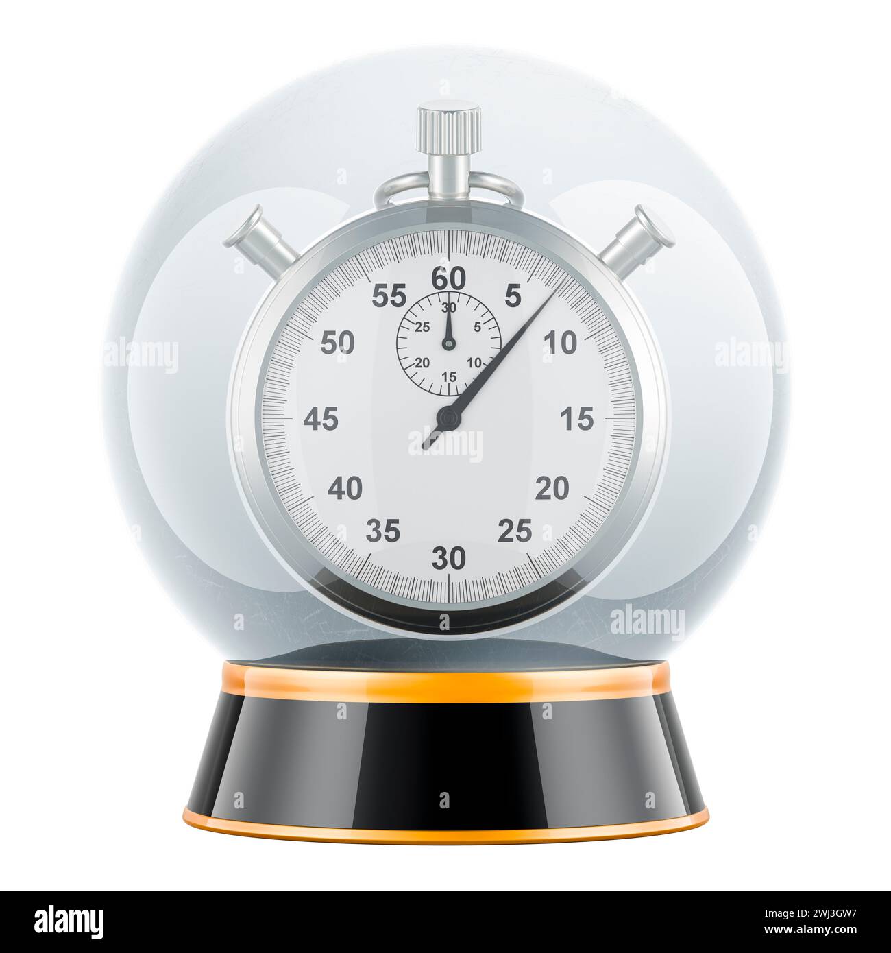 Crystal ball with stopwatch inside, 3D rendering isolated on white ...