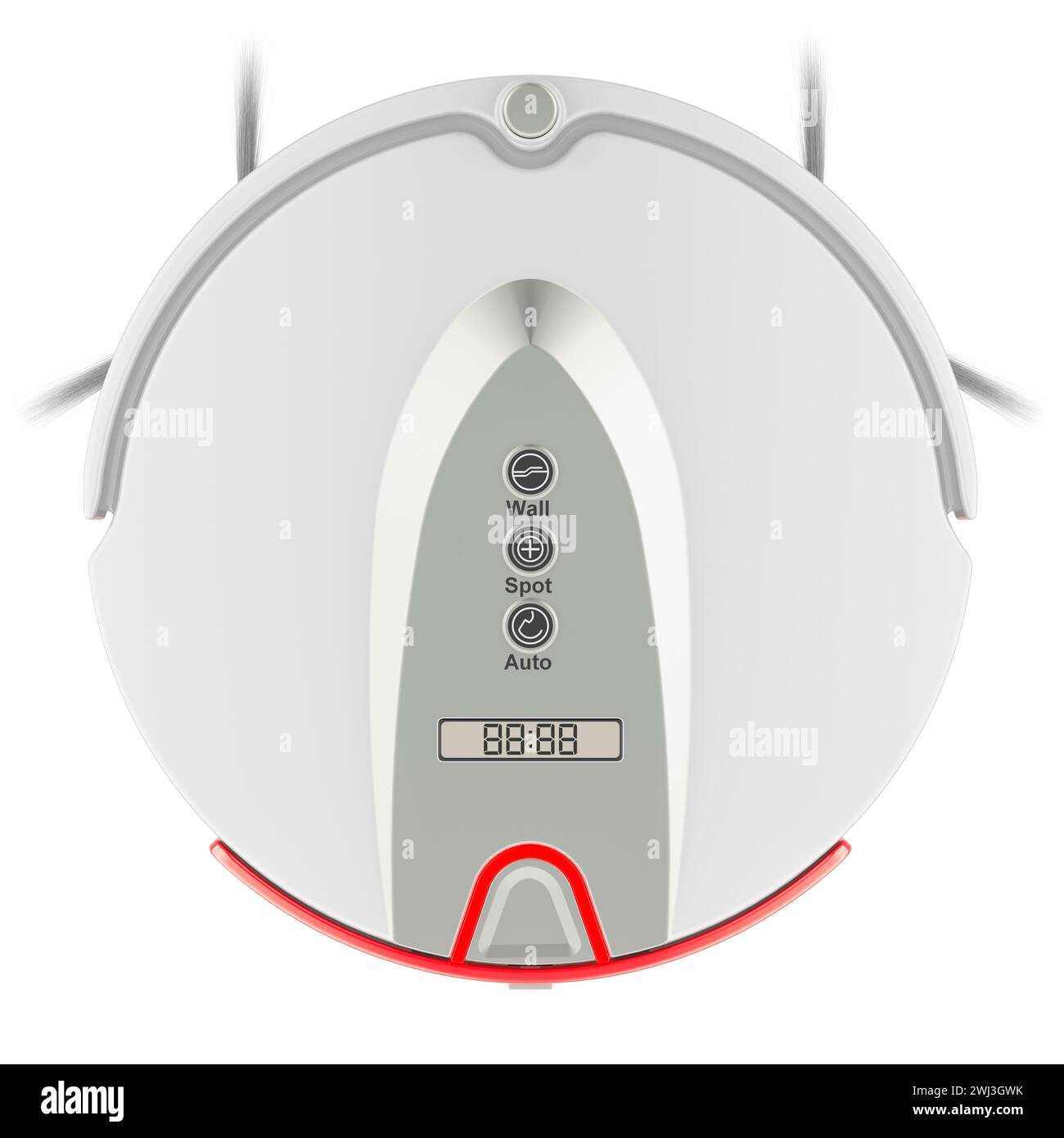 Robotic vacuum cleaner, top view. 3D rendering isolated on white ...
