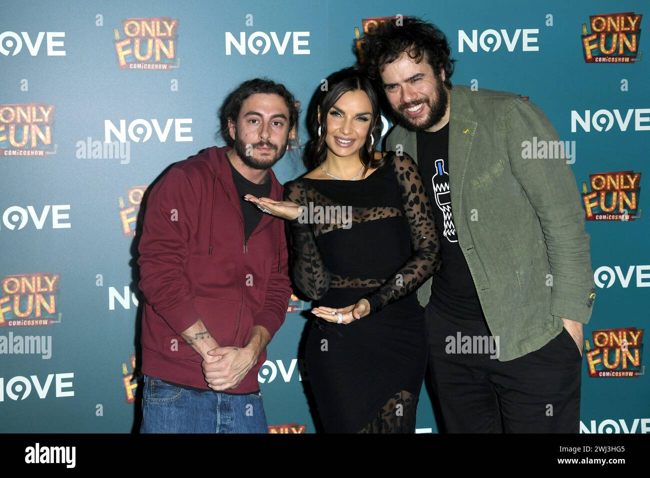Milan, Italy. 12th Feb, 2024. Milan, photocall “Only Fun - Comico show” channel 9 - Elettra ...