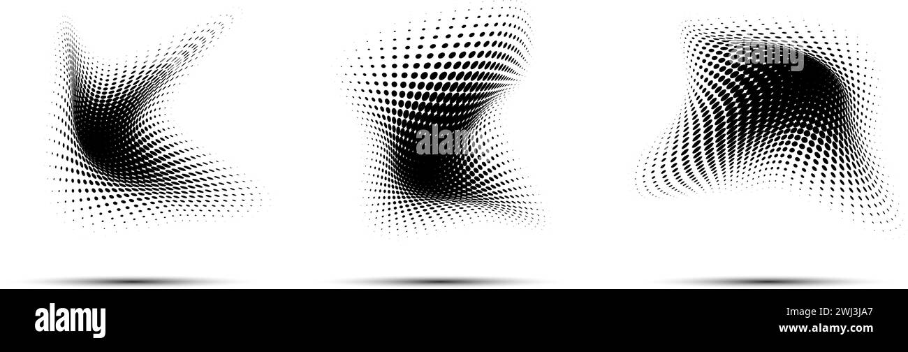 fluid halftone shapes isolated on white. Vector illustration Stock ...
