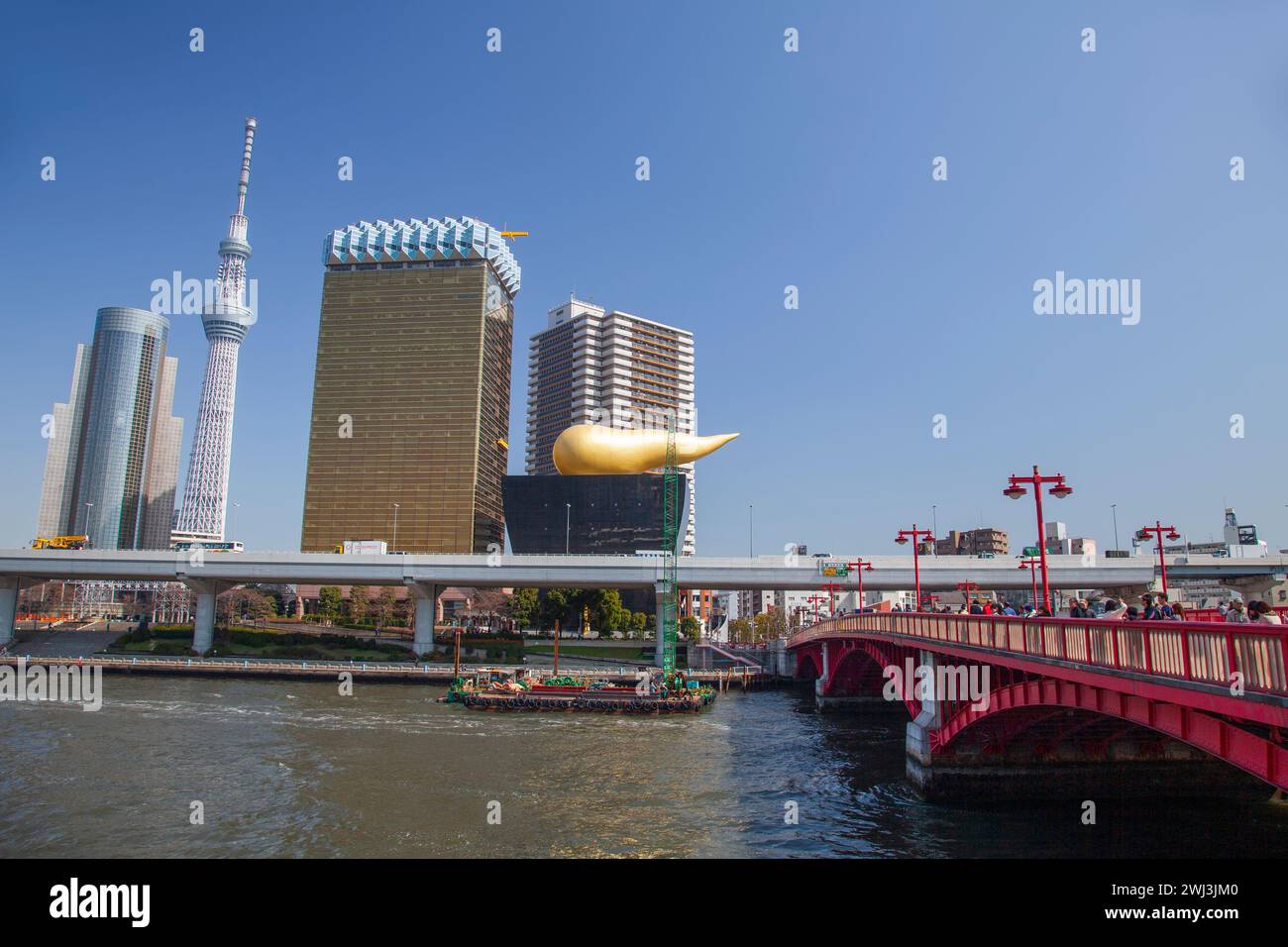 The Azuma Bridge over the Sumida River and the Asashi Flame in Asakusa ...
