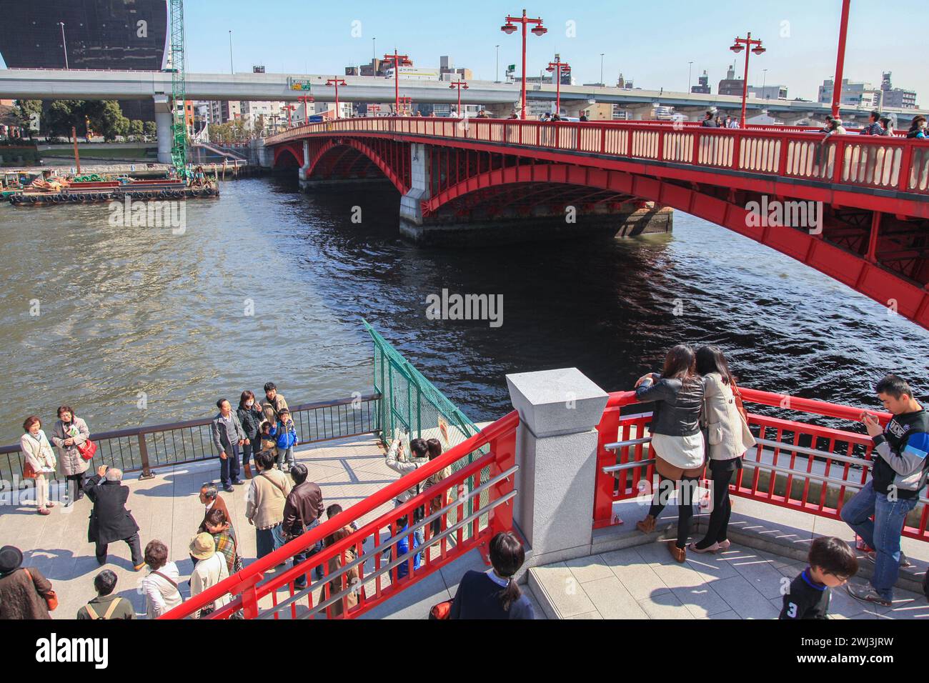 The Azuma Bridge over the Sumida River and the Asashi Flame in Asakusa ...