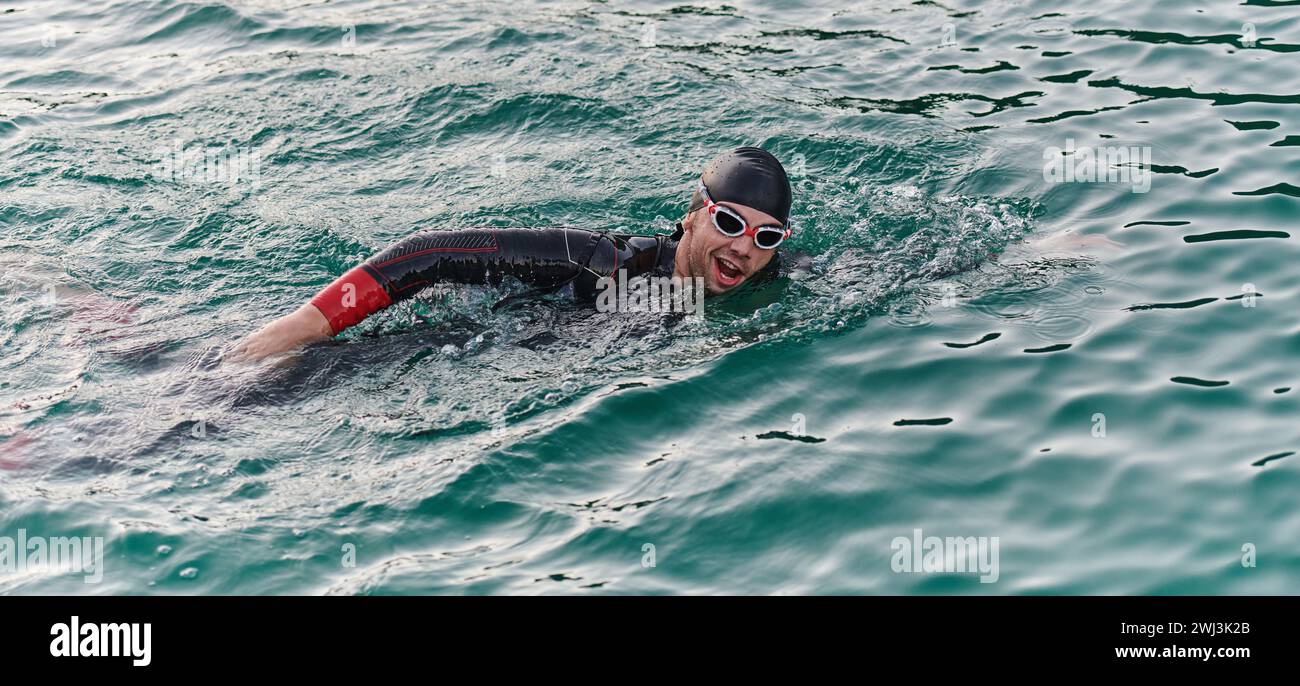 A professional triathlete trains with unwavering dedication for an ...
