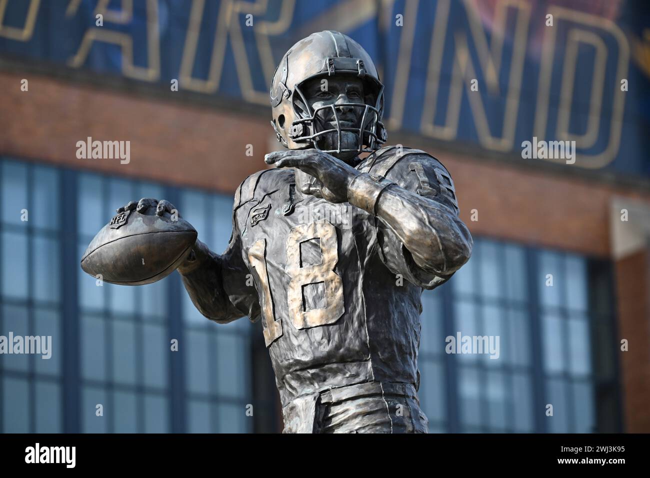 INDIANAPOLIS, IN - FEBRUARY 10: The statue of Hall of Fame Indianapolis ...