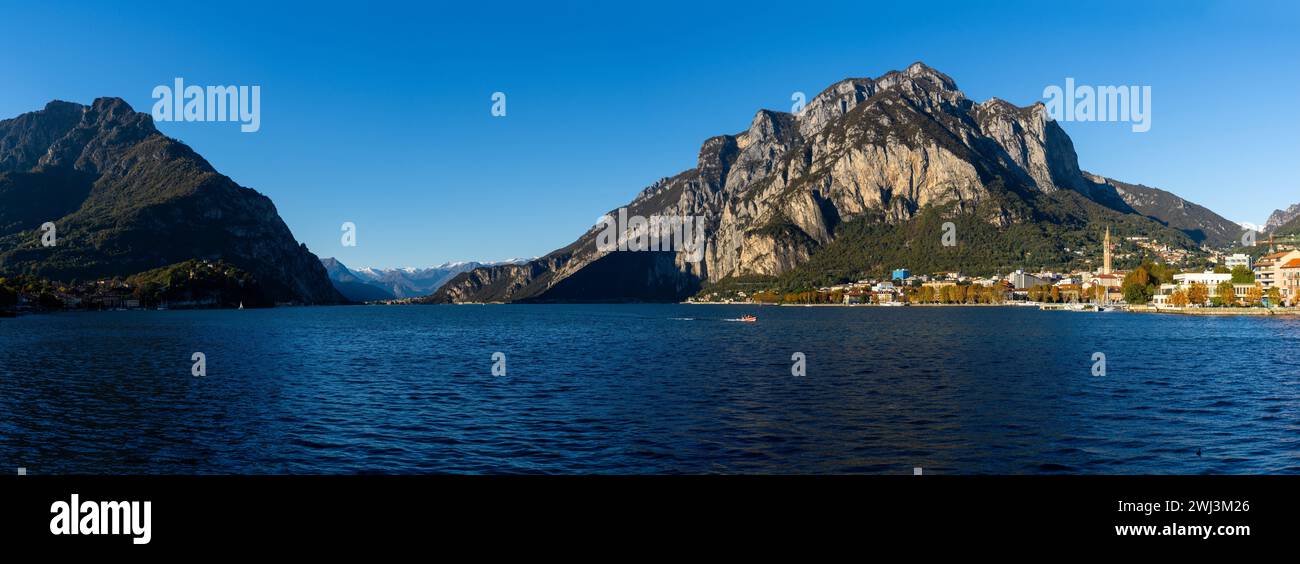 Lecco, Italy - 8 November, 2023: panorama view of Lecco on the shores ...