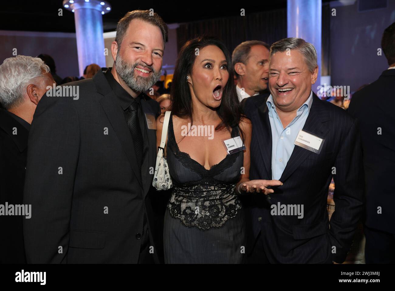 Paul Debevec, from left, Tia Carrere, and Ted Sarandos attend the 96th ...