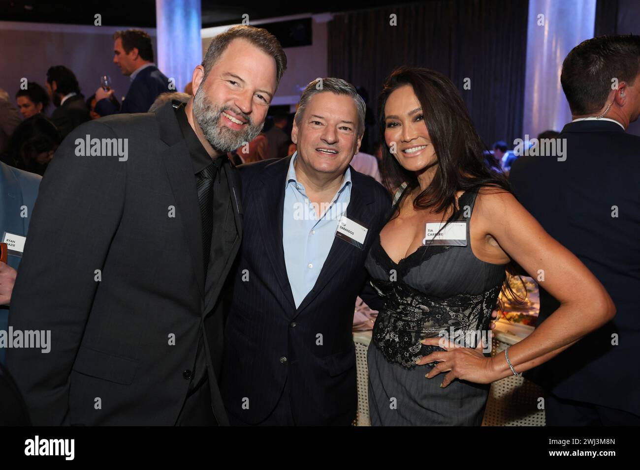 Paul Debevec, from left, Ted Sarandos, and Tia Carrere attend the 96th ...