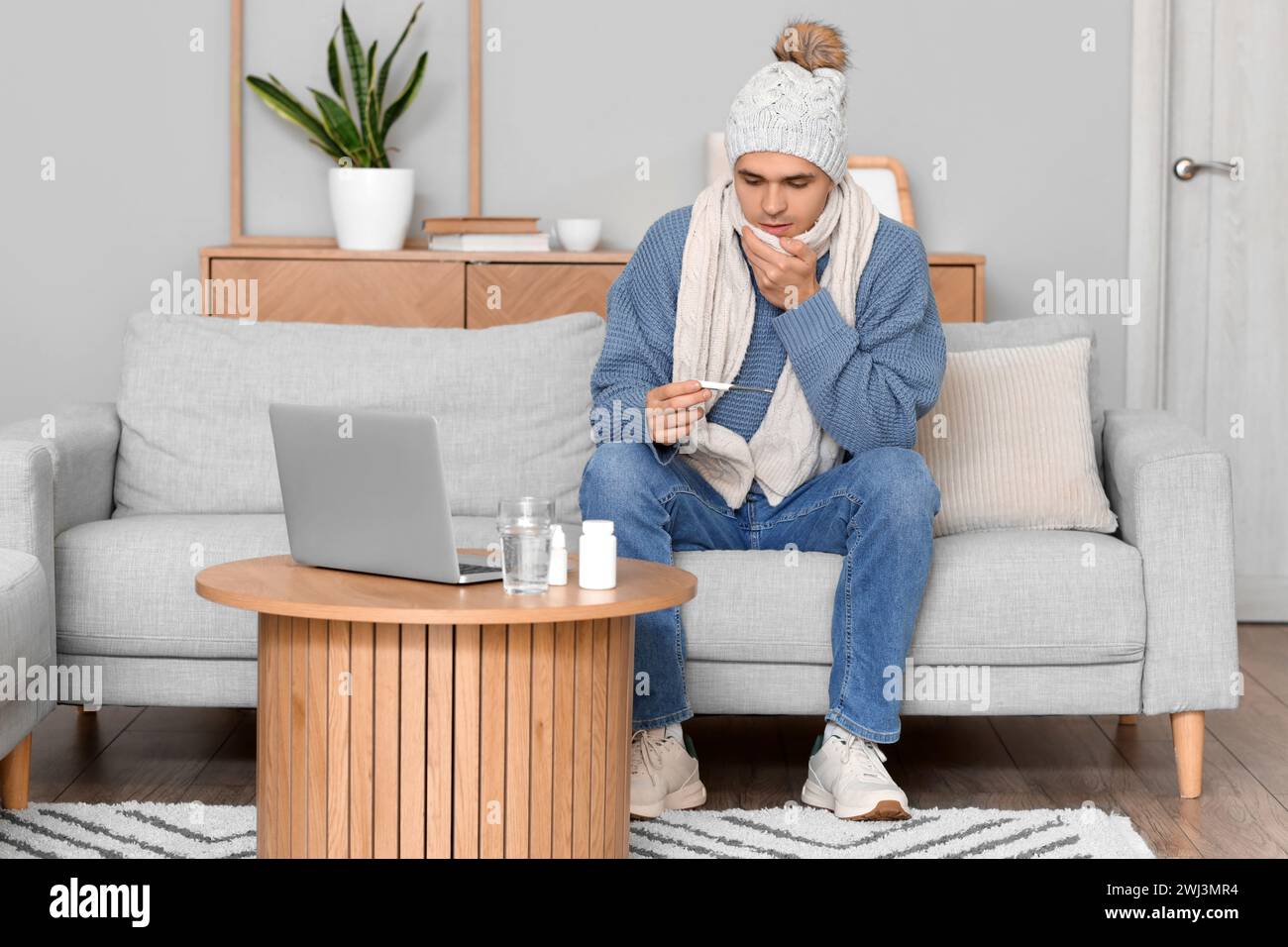 Ill young man showing hi-res stock photography and images - Alamy