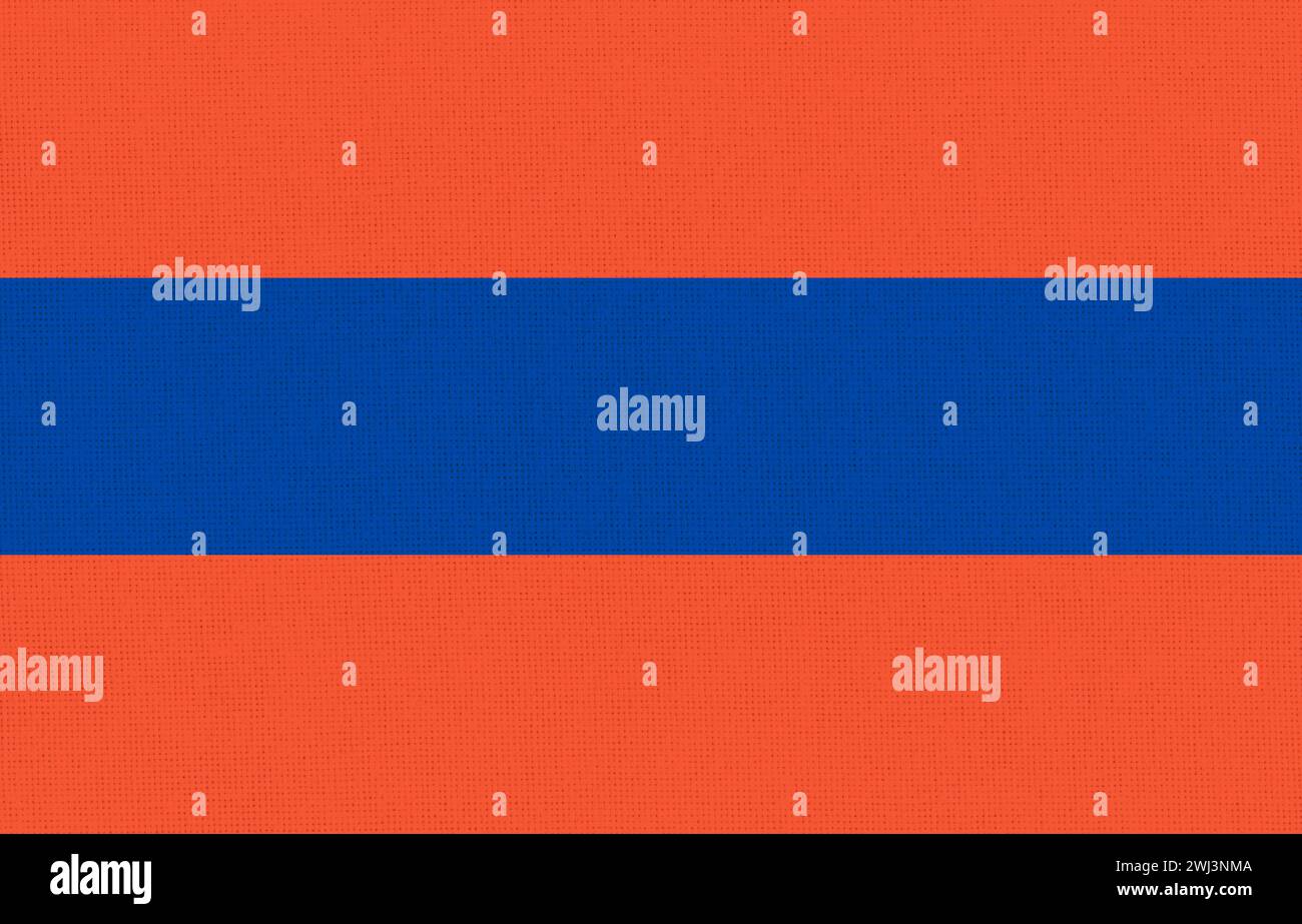 Flag of Duchy of Nassau on fabric surface. Historical flag of part of ...