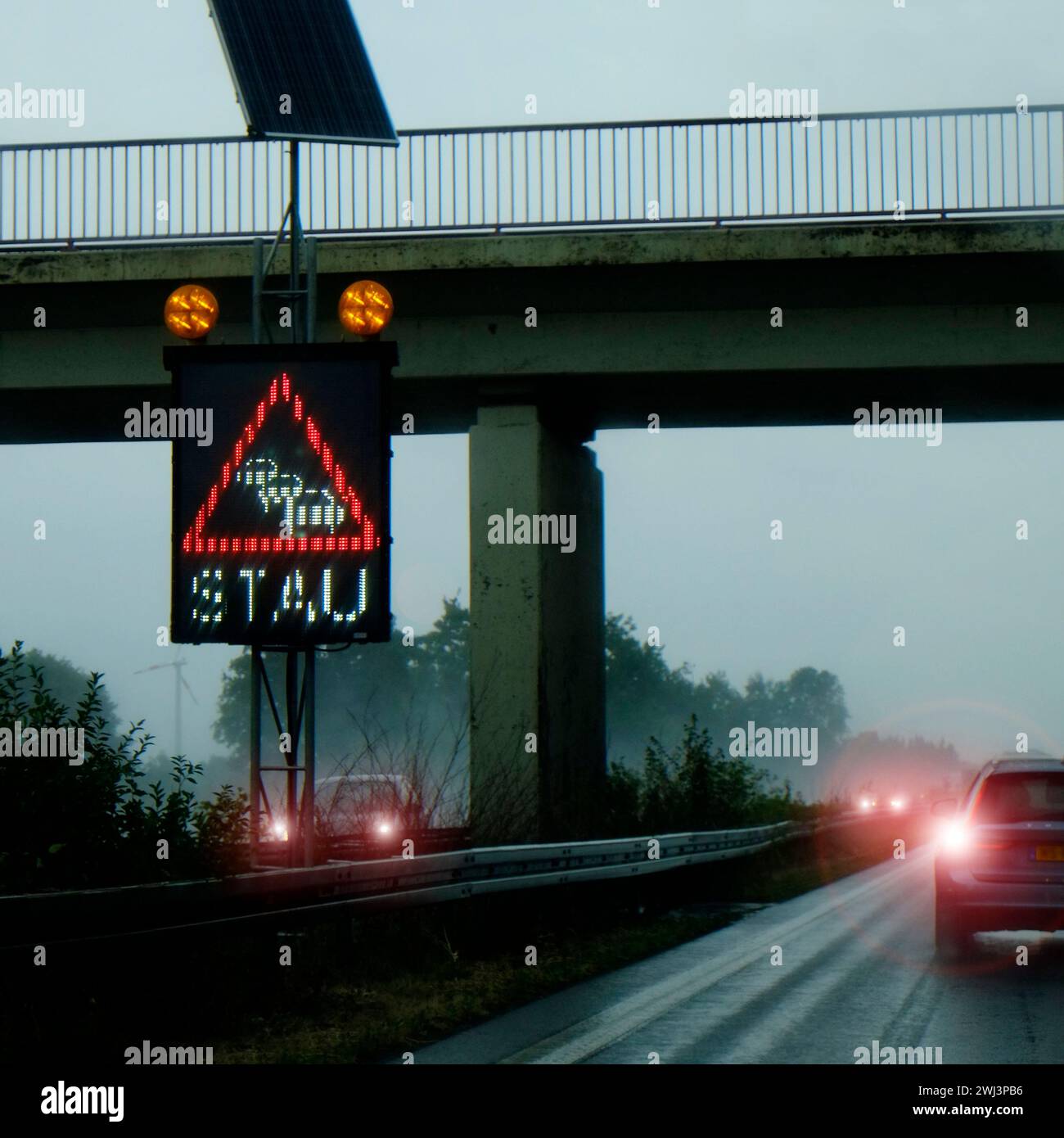 Warning sign on motorway hi-res stock photography and images - Alamy