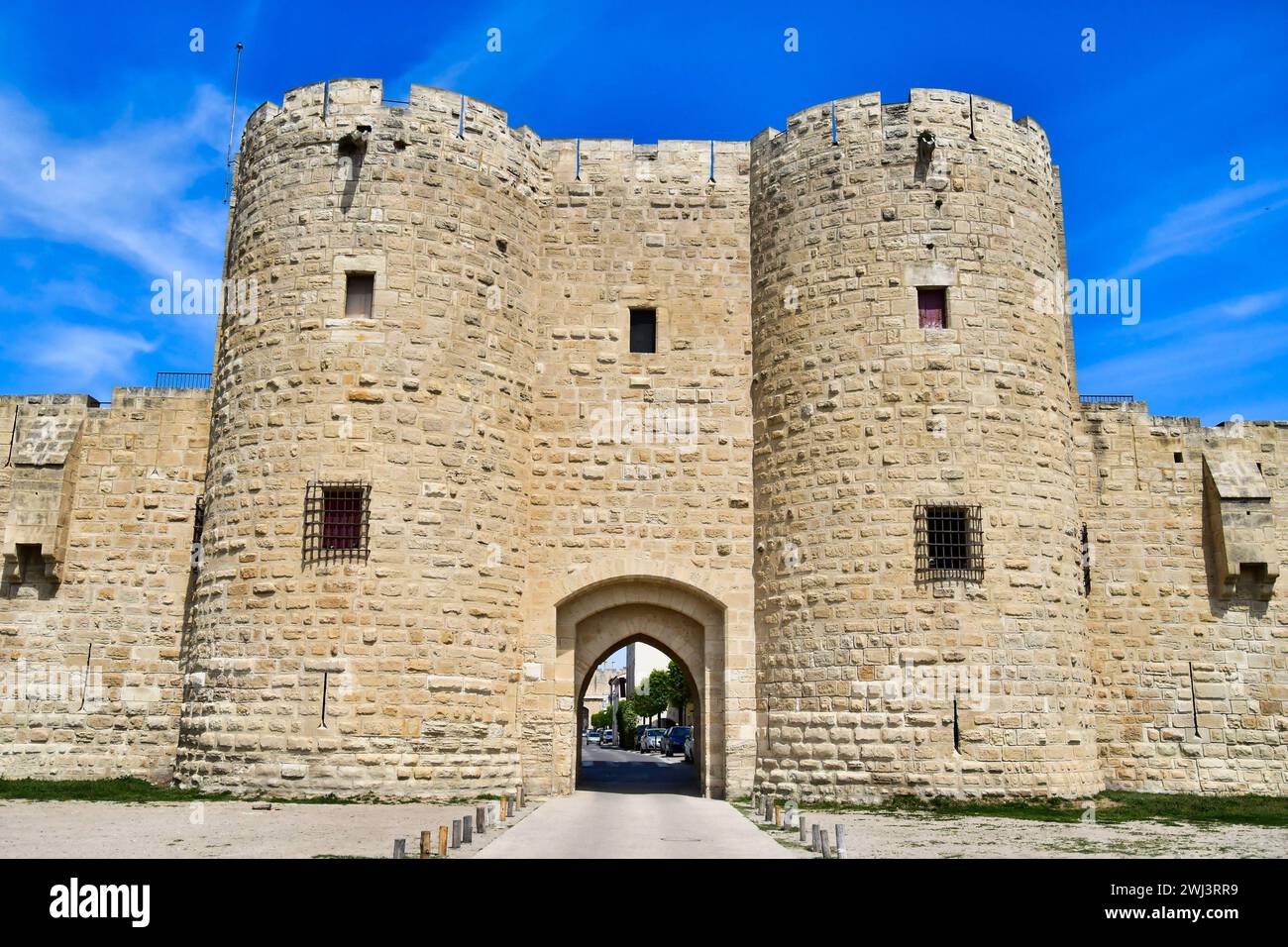 Tower of ancient fortress, in saint maries de la mer sea village ...