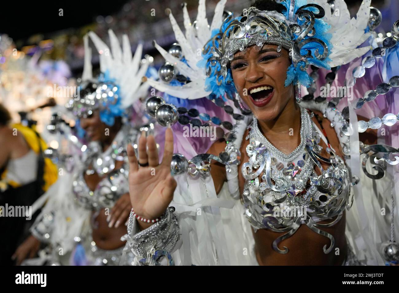 A performer from the Beija Flor samba school parades during Carnival ...