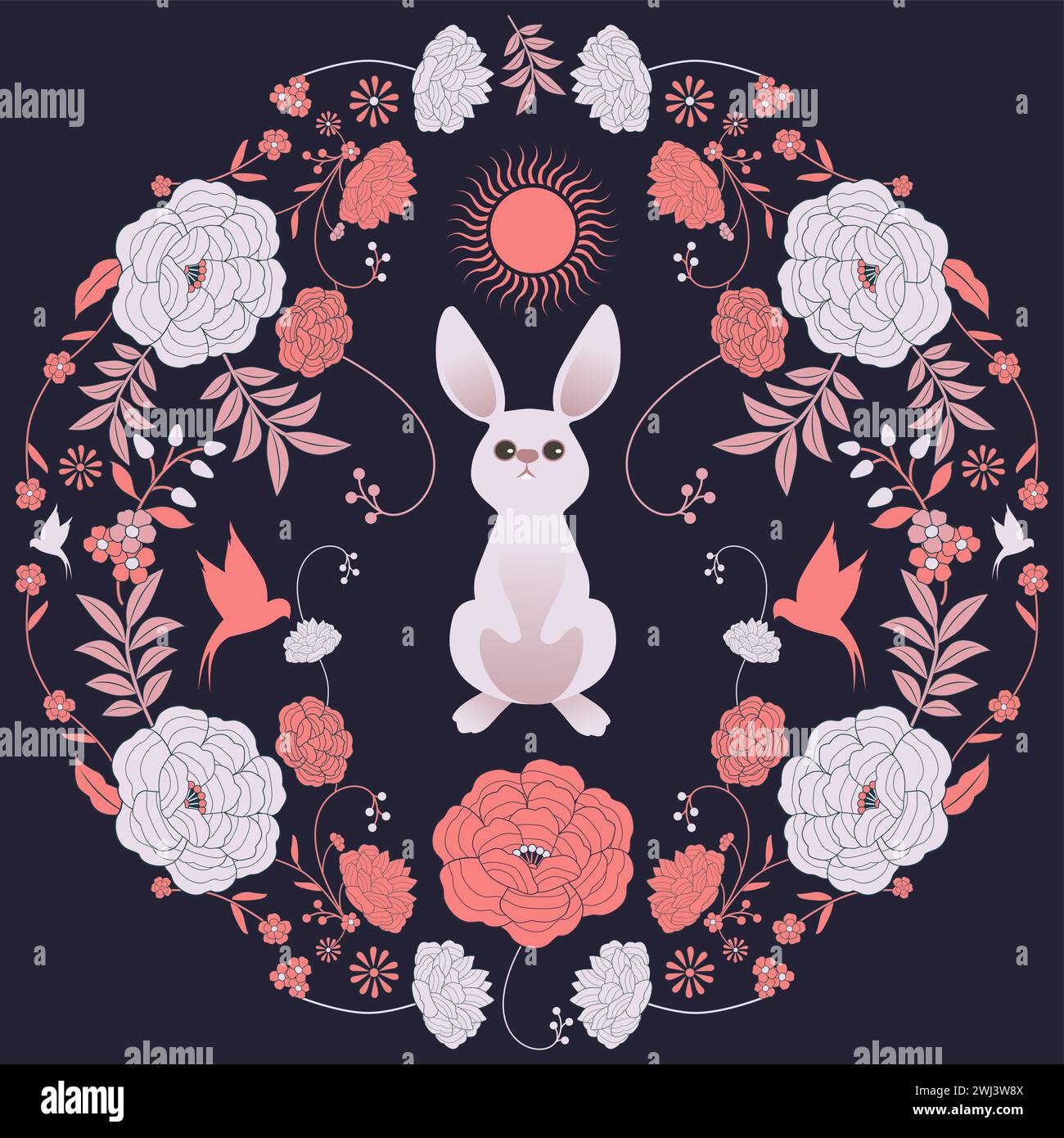 Ornamental frame of flowers and animals for fables and fairy tales ...
