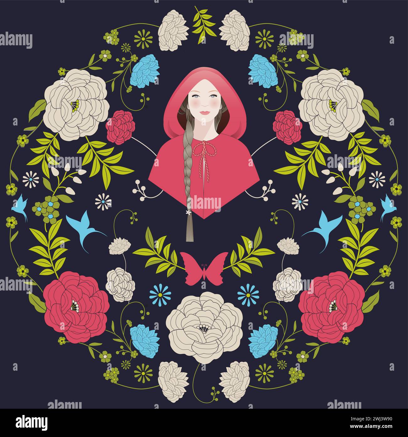 Ornamental frame of flowers and animals for fables and fairy tales ...