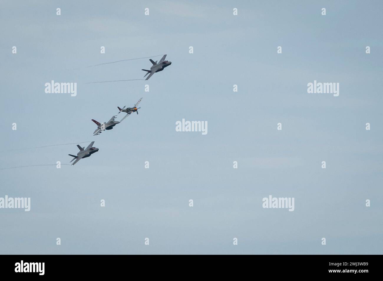 The 187th Fighter Wing conducts a flyover as part of a ceremony to ...