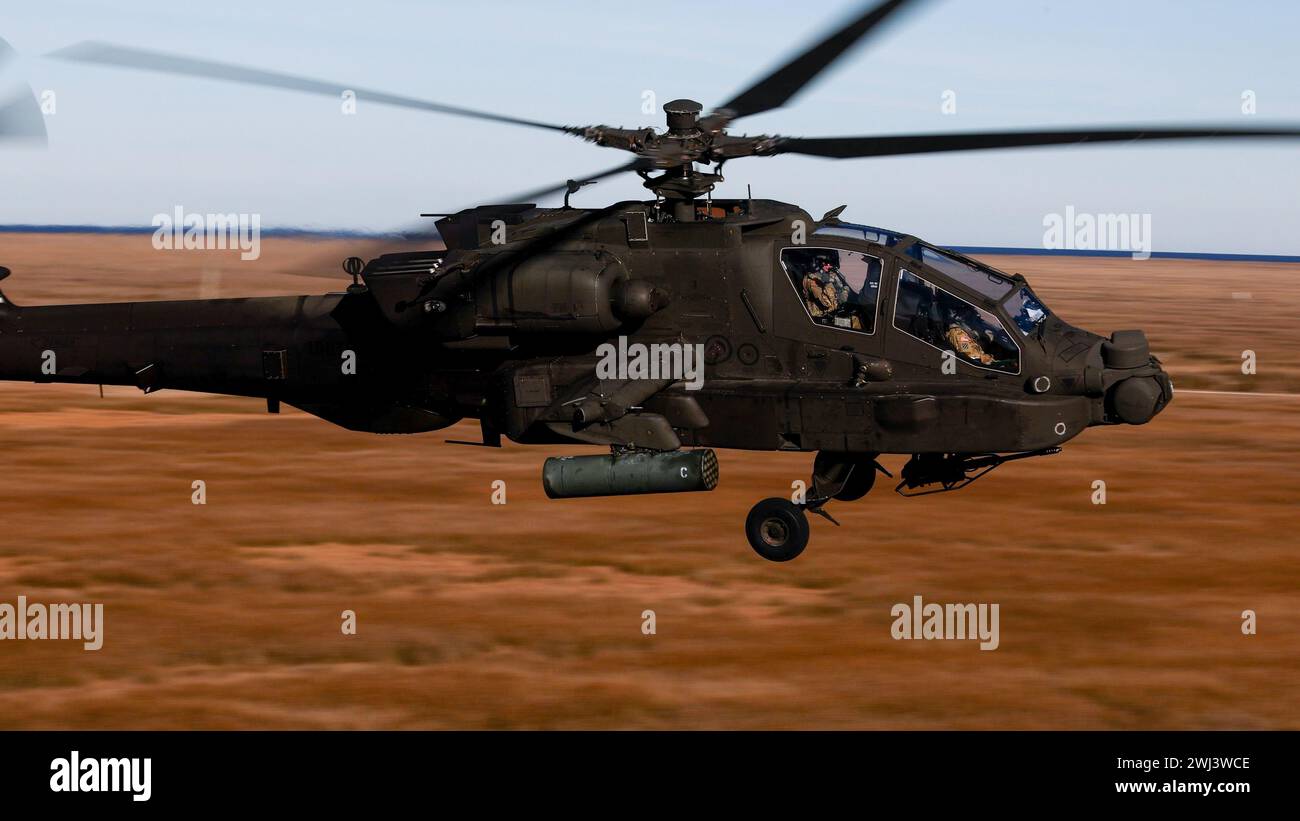 A U.S. Army AH-64E Apache helicopter assigned to 82nd Aviation Regiment ...