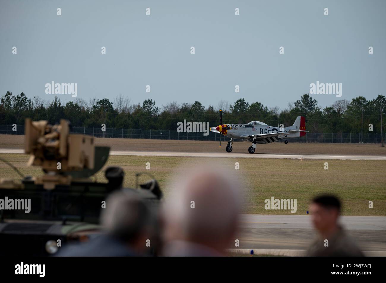 An P-51 Mustang touches down after a flyover that signaled the arrival ...
