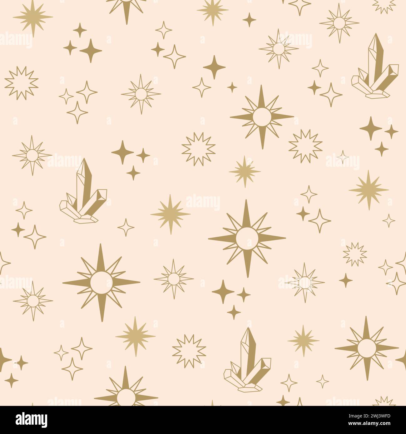 Linear stars and crystals seamless pattern vector Stock Vector Image ...