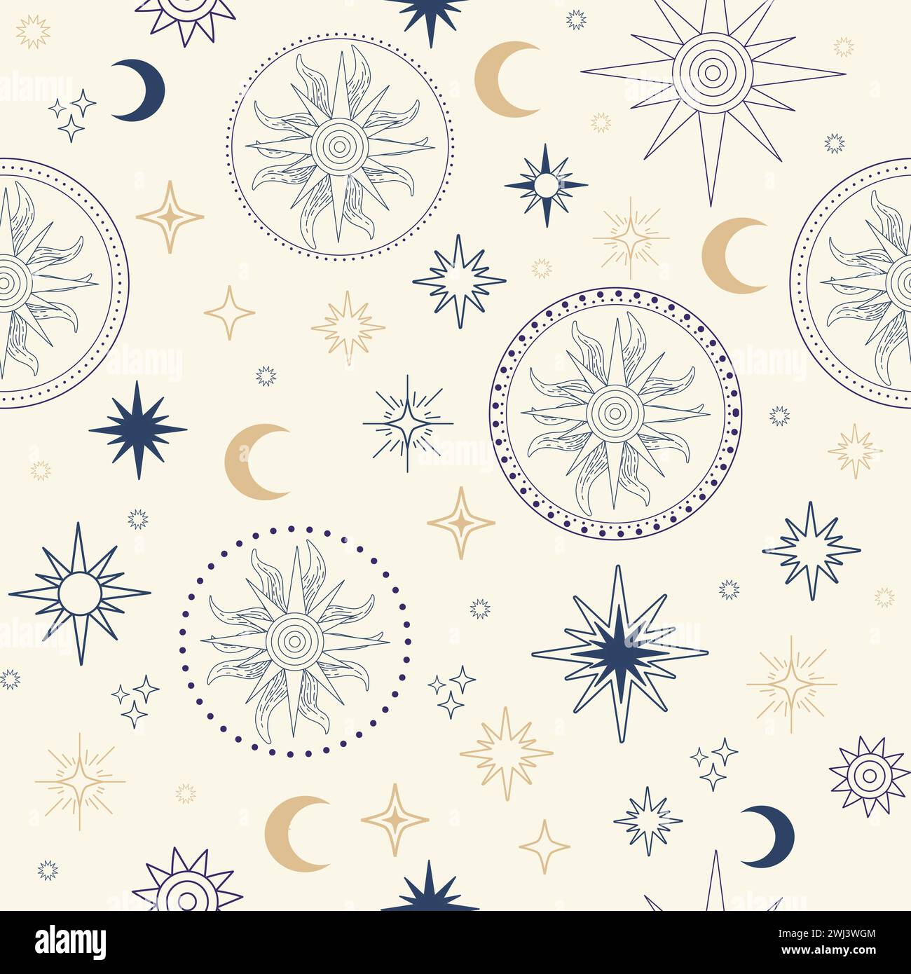 Crescent stars and sun seamless pattern Stock Vector Image & Art - Alamy