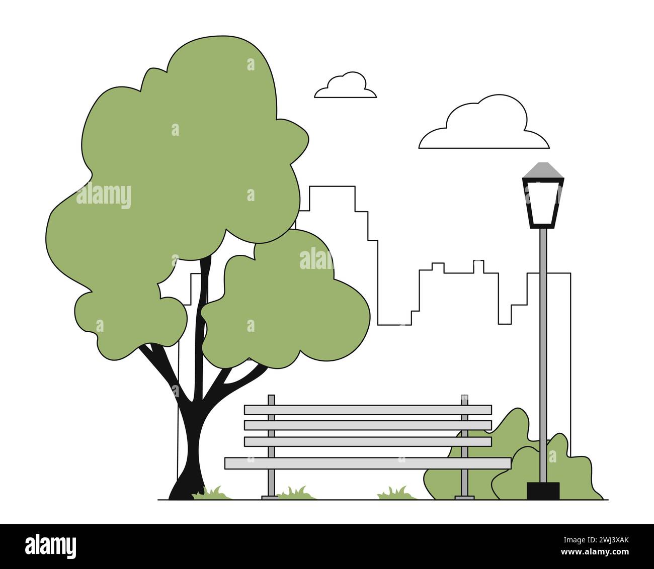 City park vector linear Stock Vector Image & Art - Alamy