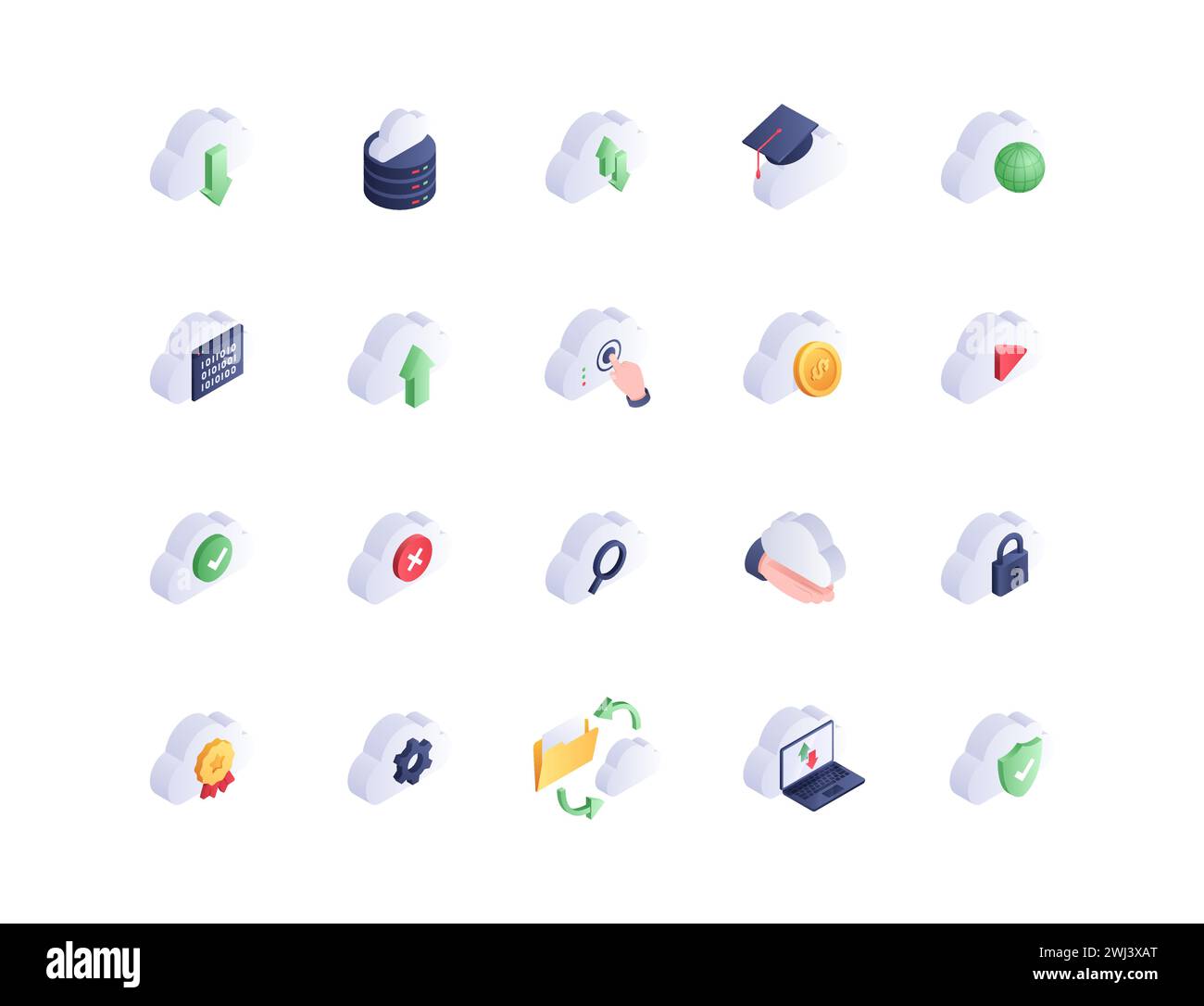 Cloud isometric icons vector set Stock Vector Image & Art - Alamy