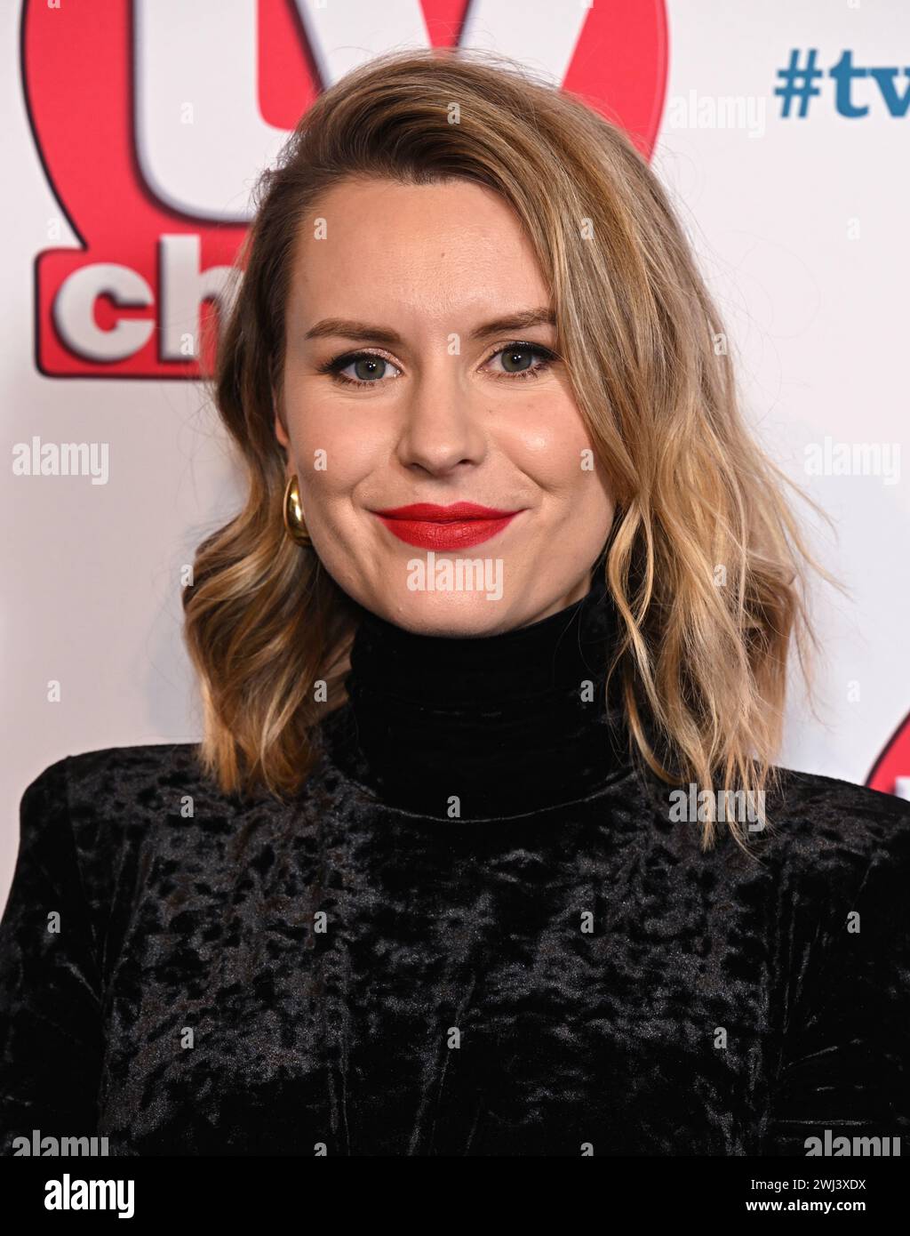 London, UK. February 12, 2024. Sally Bretton arriving at the TV Choice ...