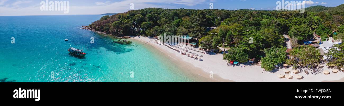 Koh Samet Island Thailand, aerial drone view from above at the Samed ...