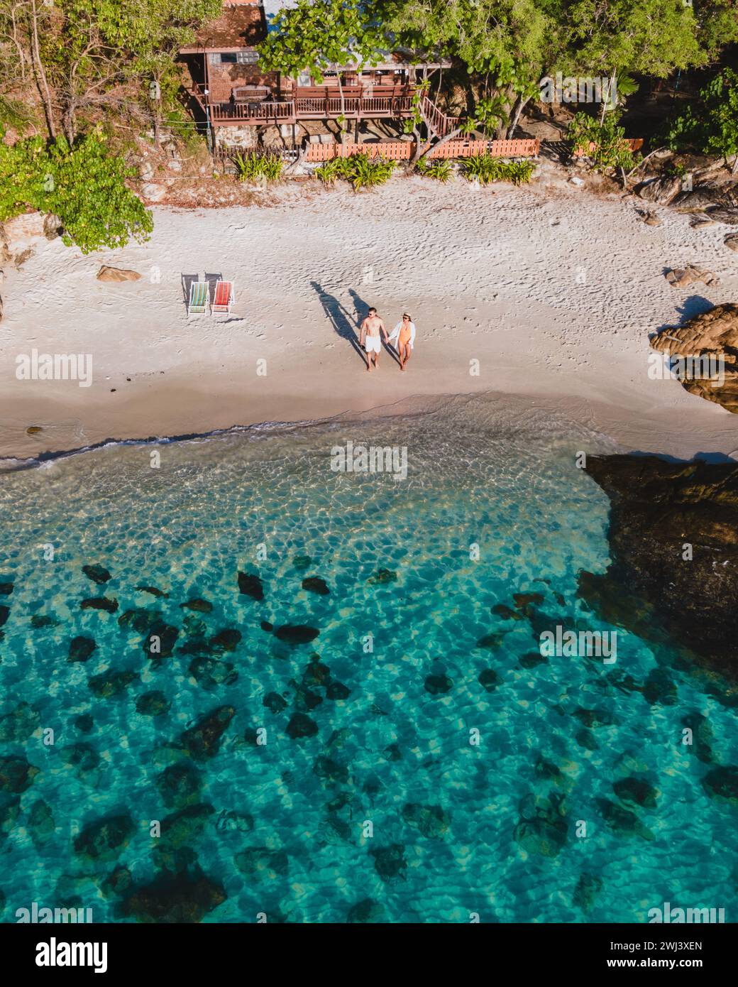 Koh Samet Island Thailand, aerial drone view from above at the Samed ...