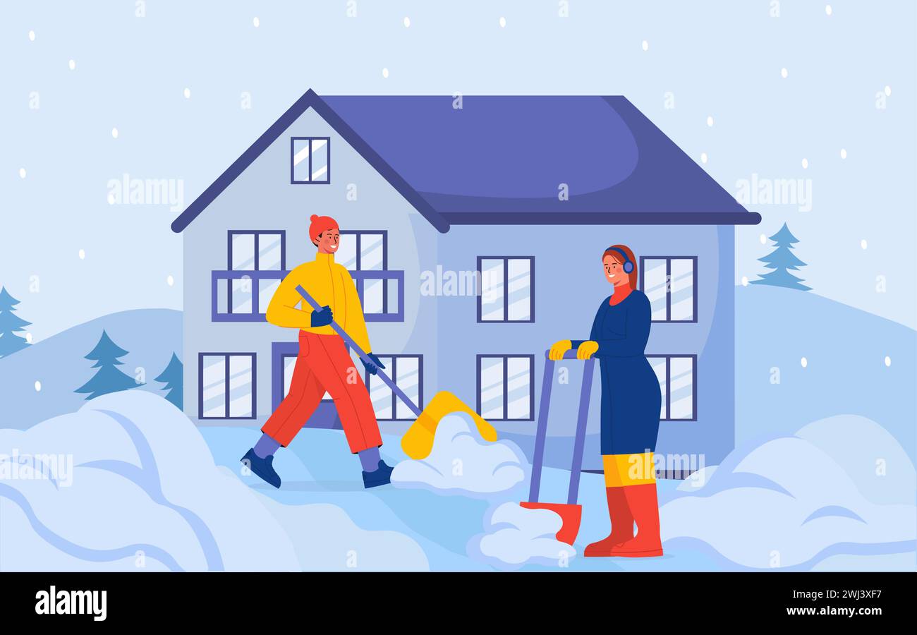 People with snowfall vector concept Stock Vector Image & Art - Alamy