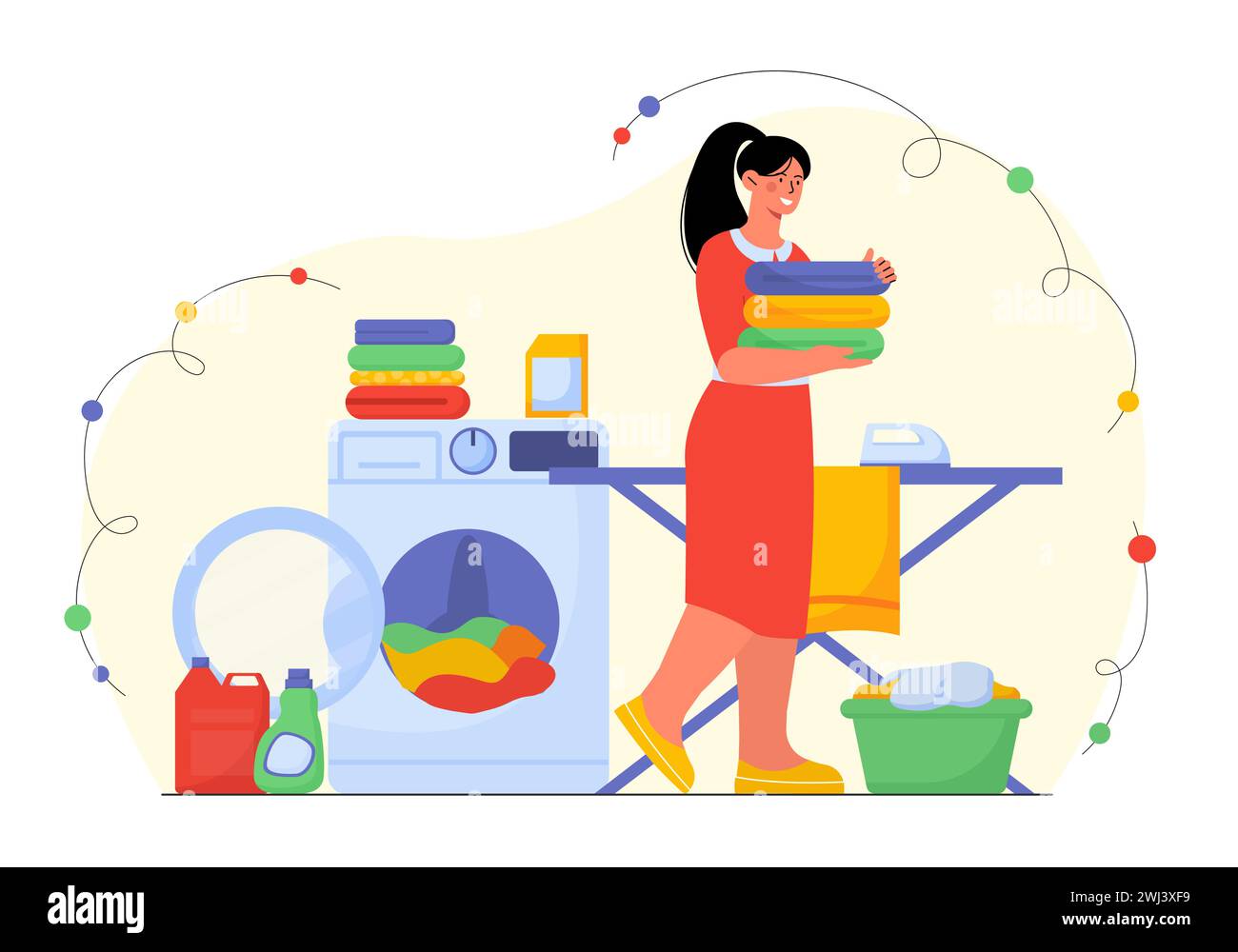Woman washing linen Stock Vector Images - Alamy