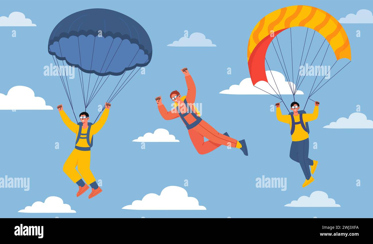 Parachutists at sky vector concept Stock Vector Image & Art - Alamy